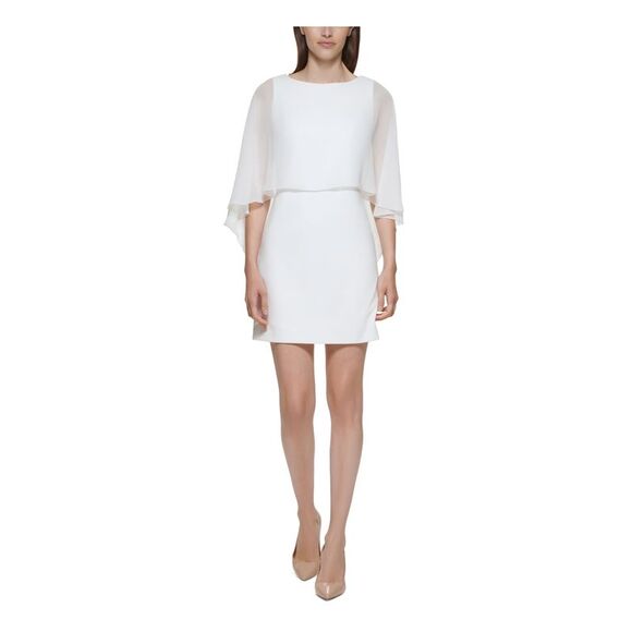 Calvin Klein | Dresses | Calvin Klein Womens White Cape Sleeveless ...